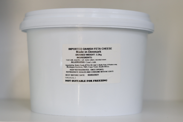 Danish White Feta Cheese Tub 3.2kg – Rialto Foods